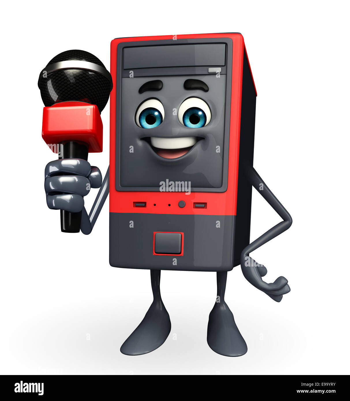 Cartoon Character of Computer Cabinet with mike Stock Photo - Alamy