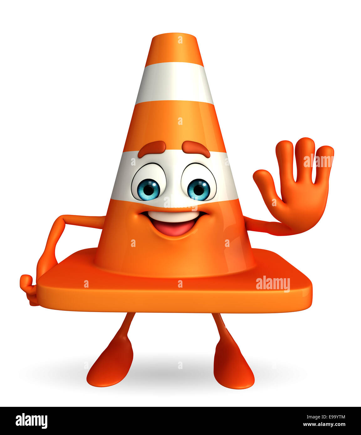 Cartoon Character of Construction cone with stop pose Stock Photo - Alamy