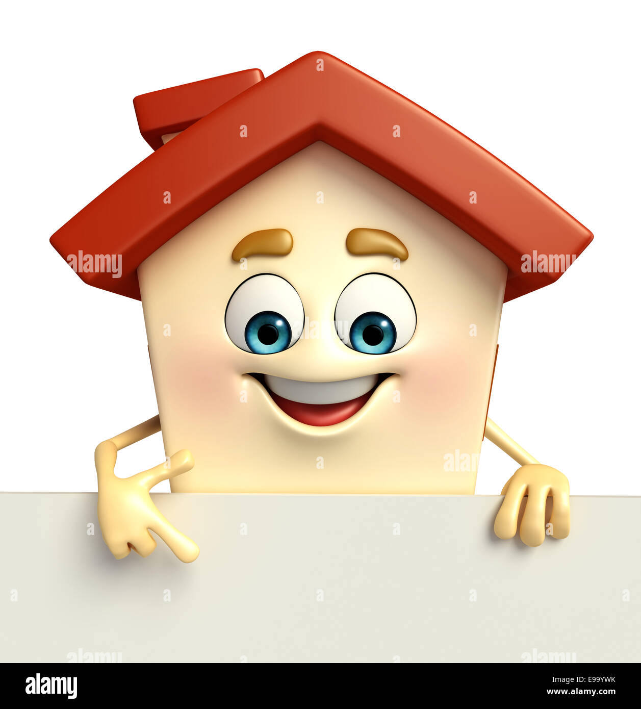 Cartoon Charcter of house with sign Stock Photo - Alamy
