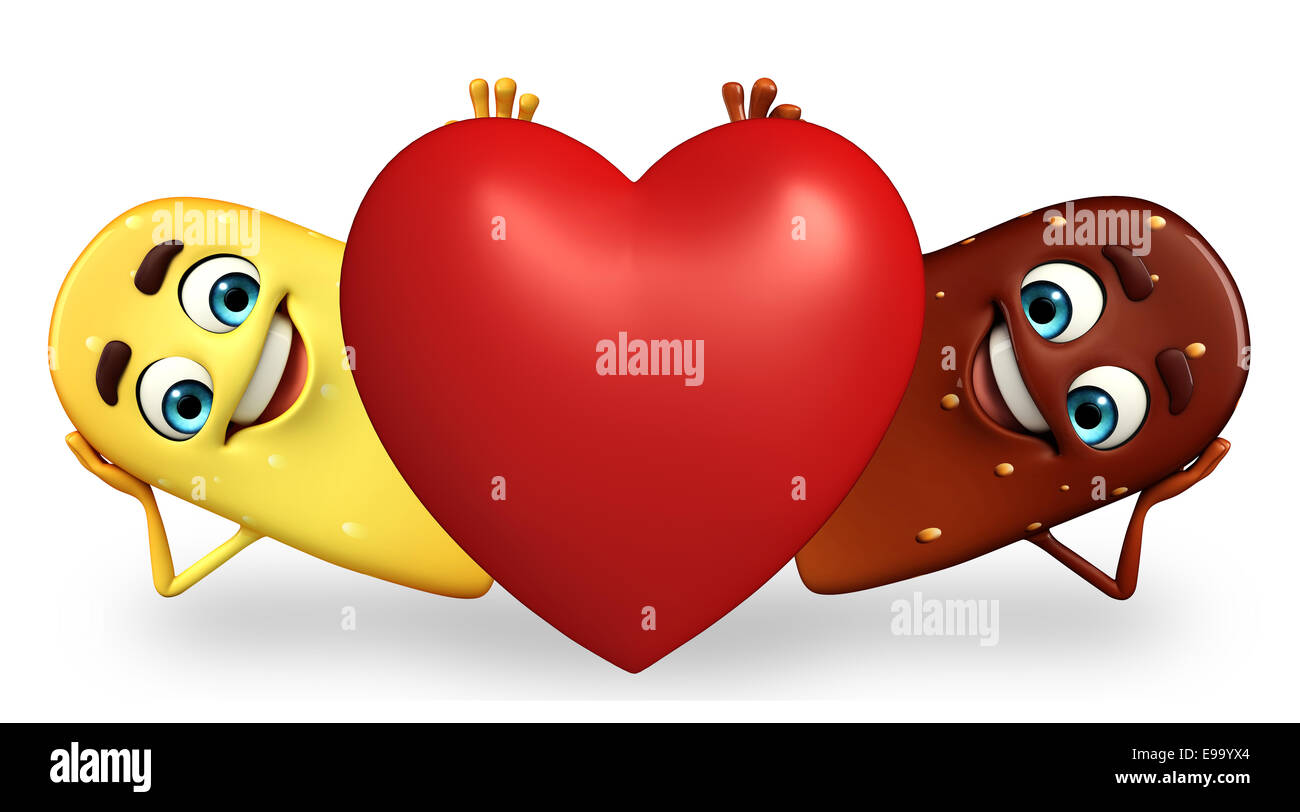 Cartoon Character of Candy with red heart Stock Photo - Alamy