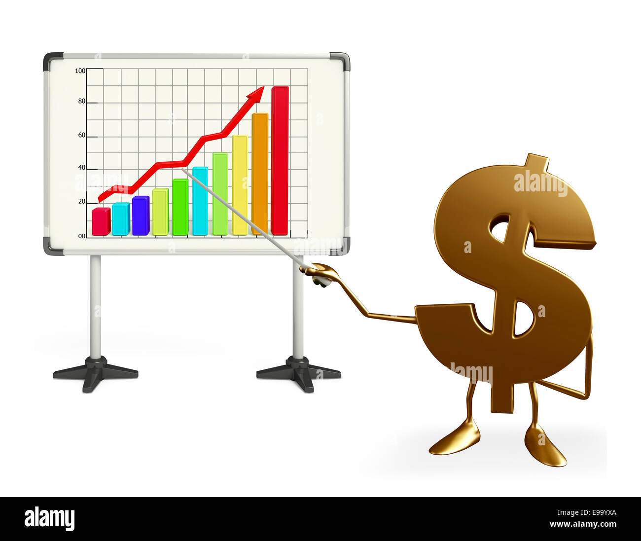 Cartoon Character of dollar with business graph Stock Photo - Alamy