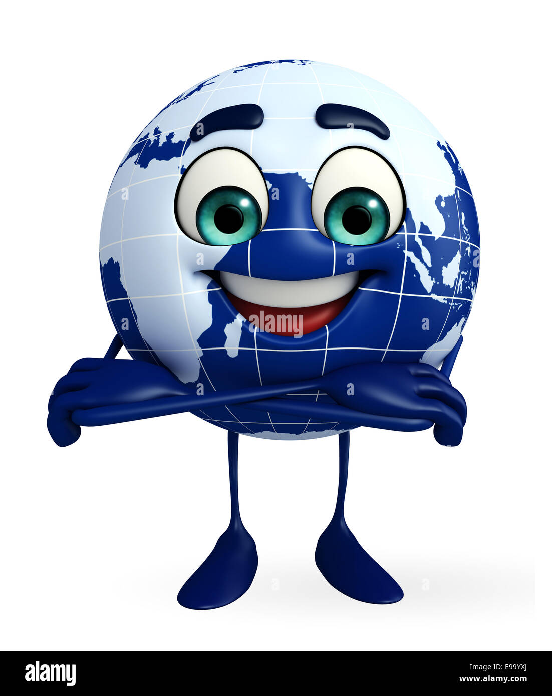 Cartoon Character of Globe is folding hand Stock Photo - Alamy