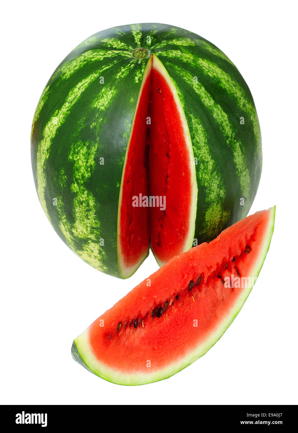 Fresh watermelon and slices isolated Stock Photo - Alamy