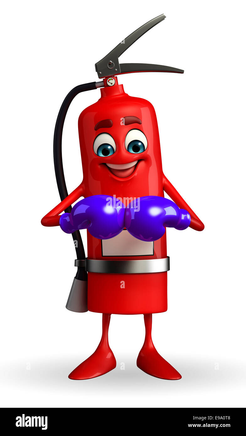 Cartoon Character of fire extinguisher with boxing gloves Stock Photo ...