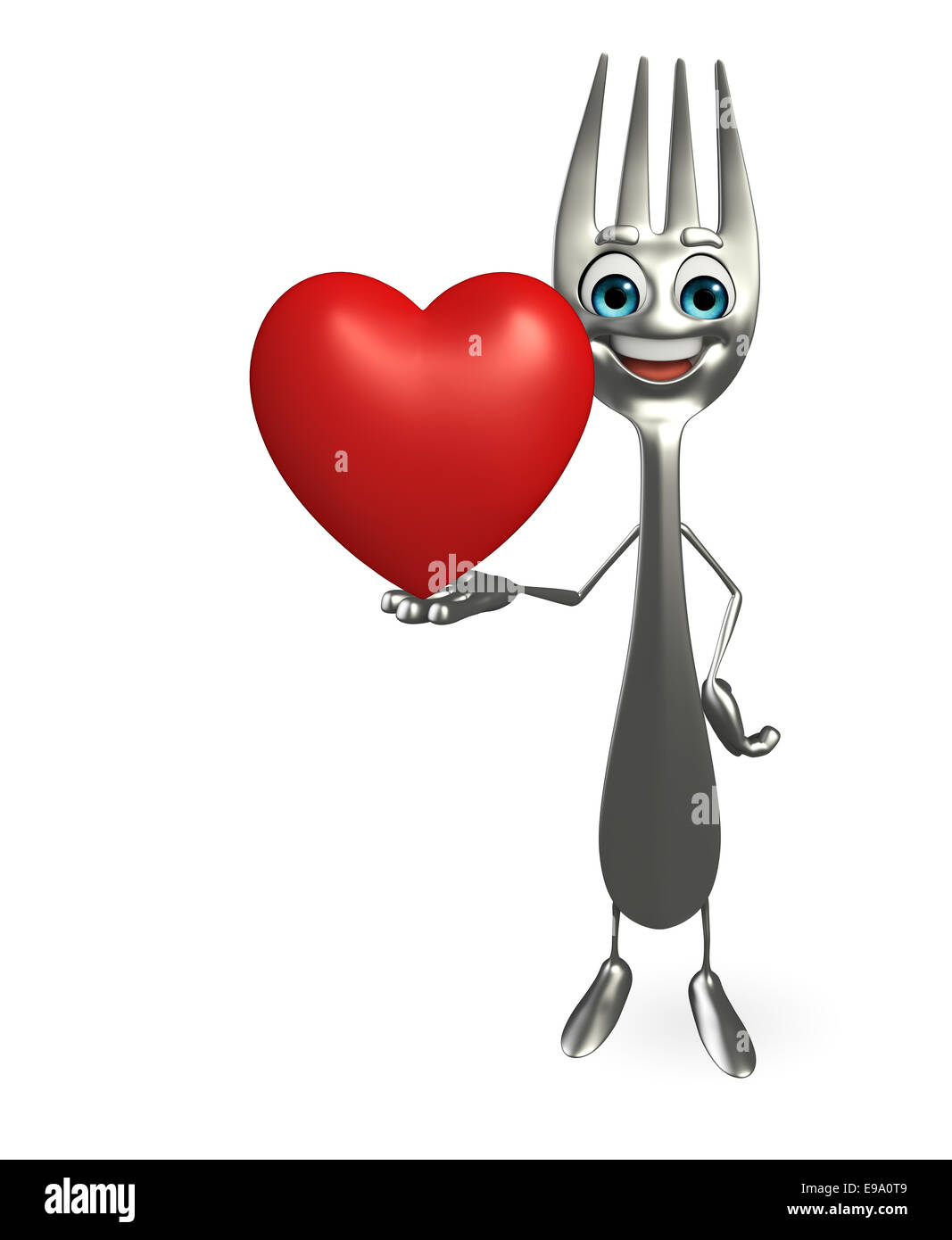 Cartoon character of fork with red heart Stock Photo - Alamy