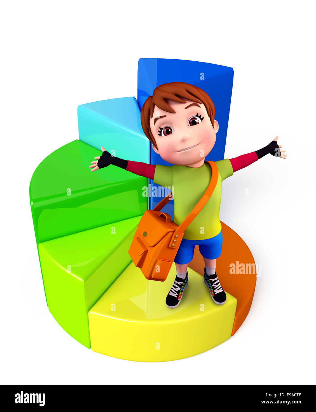Illustration of cute boy with business graph Stock Photo - Alamy