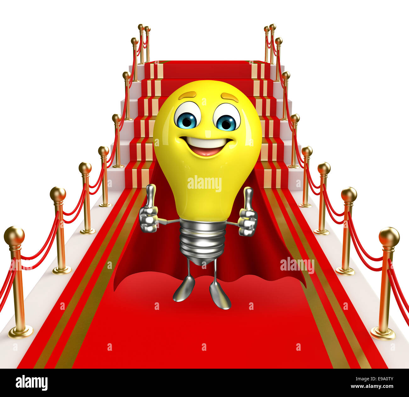 Cartoon Character of light bulb with carpet Stock Photo - Alamy