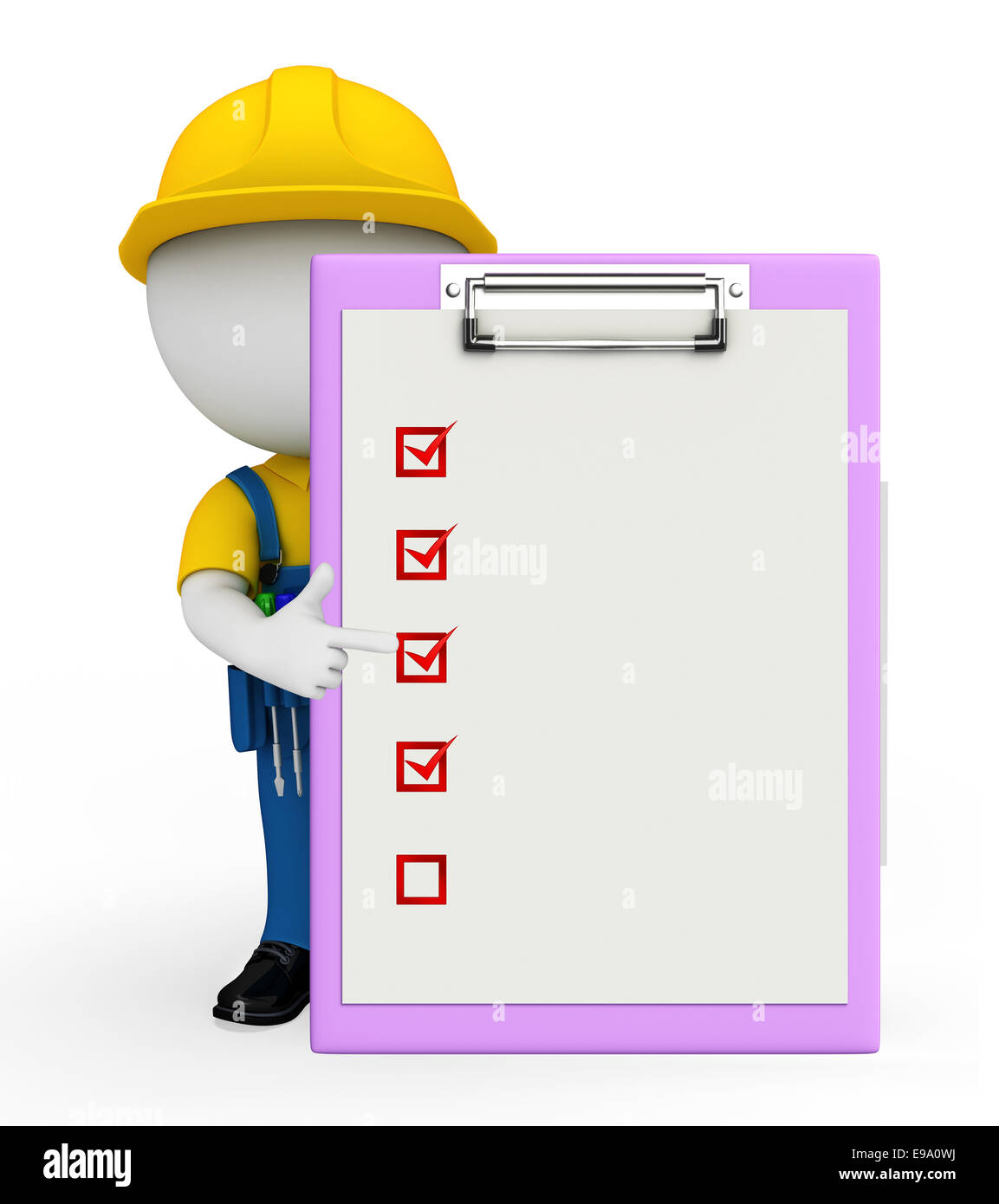 Illustration of white character as a mechanic with notepad Stock Photo ...