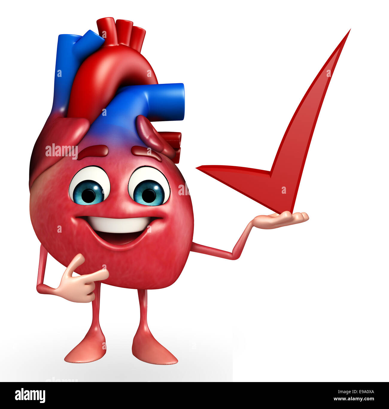 Cartoon Character of heart with right sign Stock Photo - Alamy