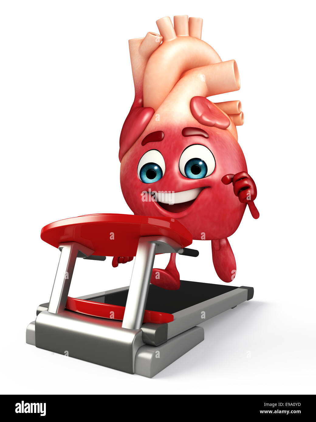 Cartoon Character of heart with walking machine Stock Photo - Alamy
