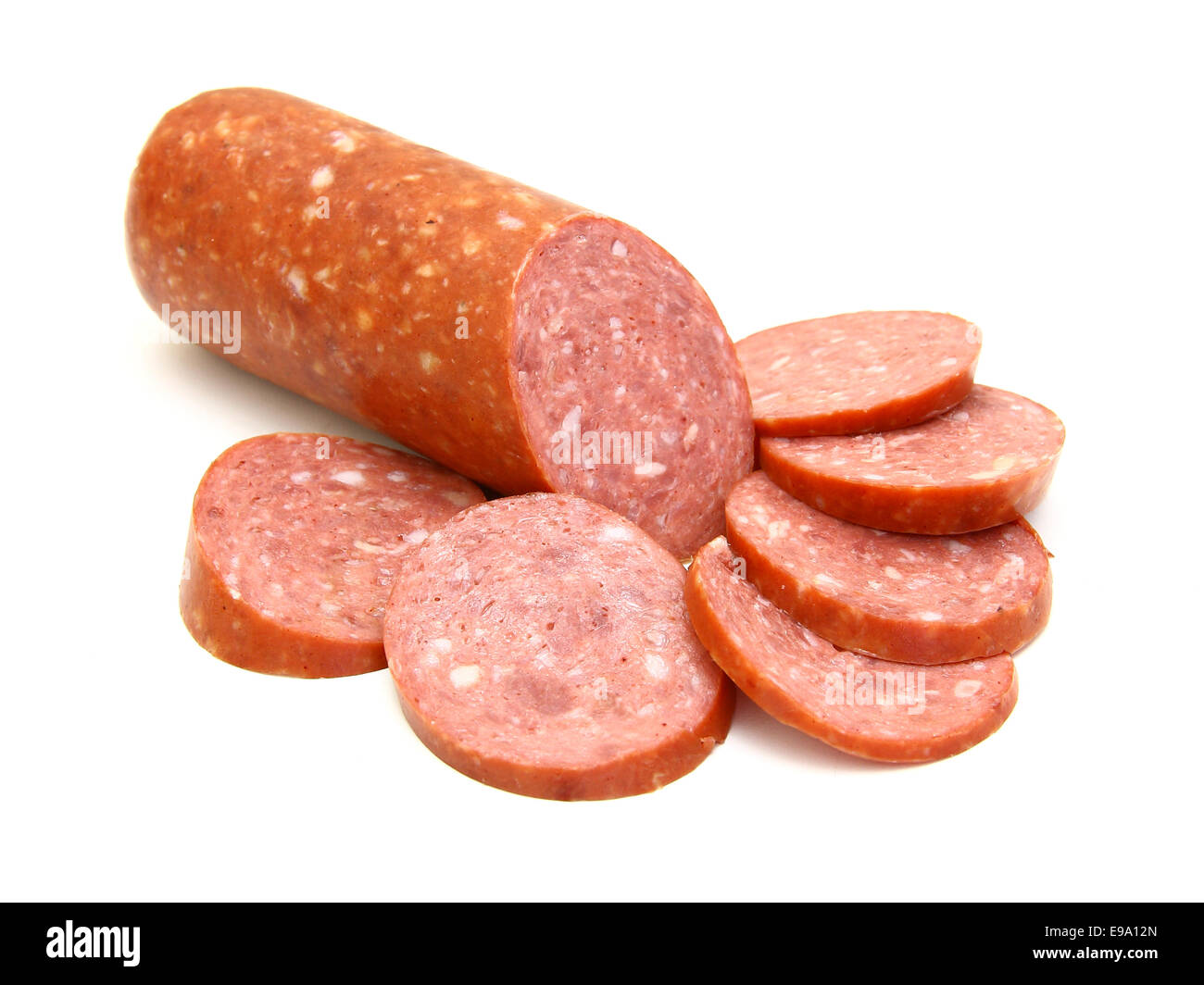 Sausage cut by slices Stock Photo - Alamy