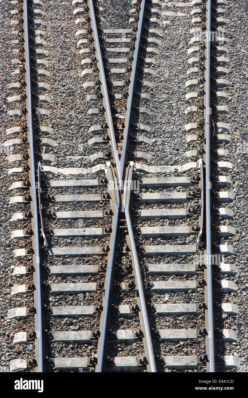 Railway Tracks and Switch Stock Photo - Alamy