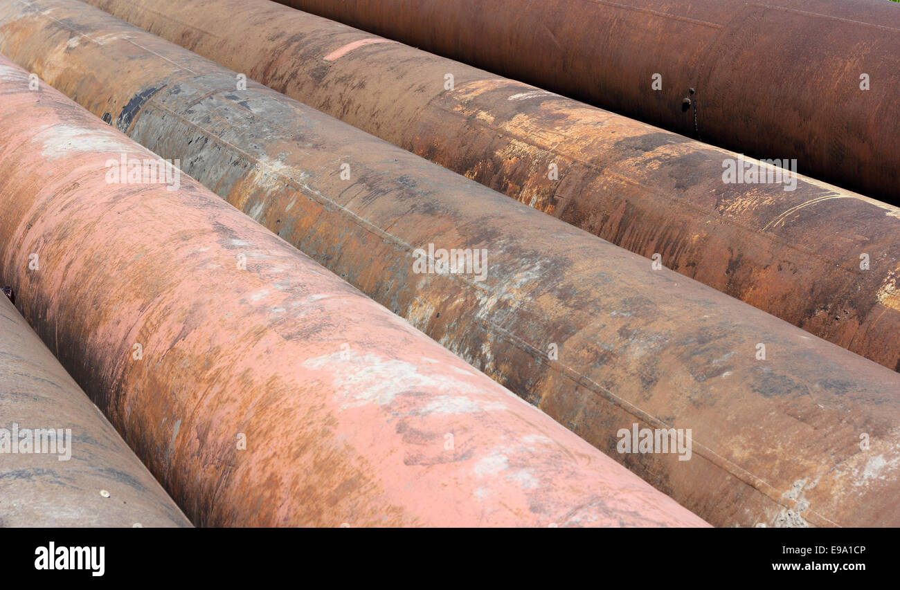 Group of old rusty metal pipes Stock Photo - Alamy