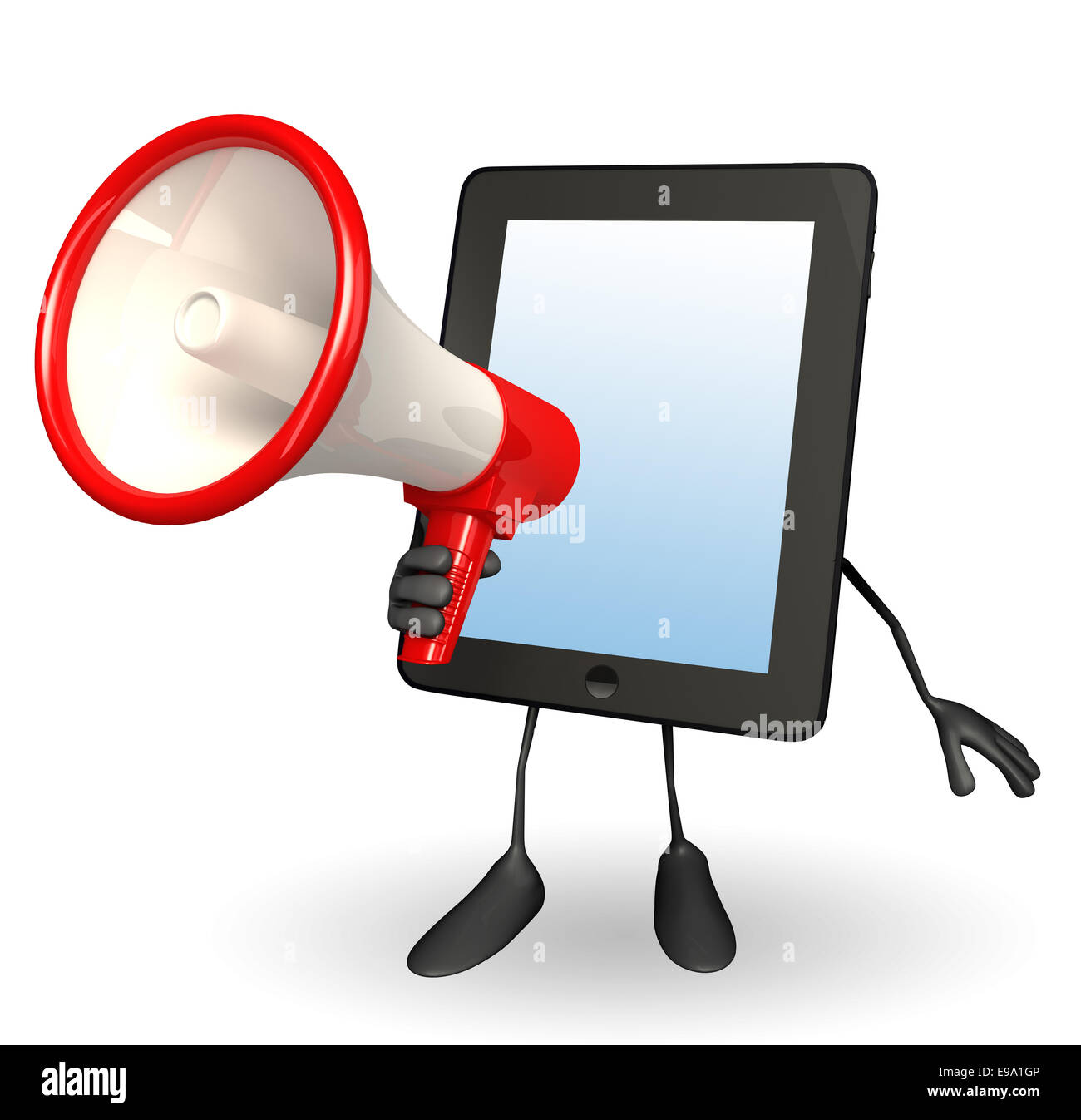 Cartoon character of tab with loudspeaker Stock Photo - Alamy