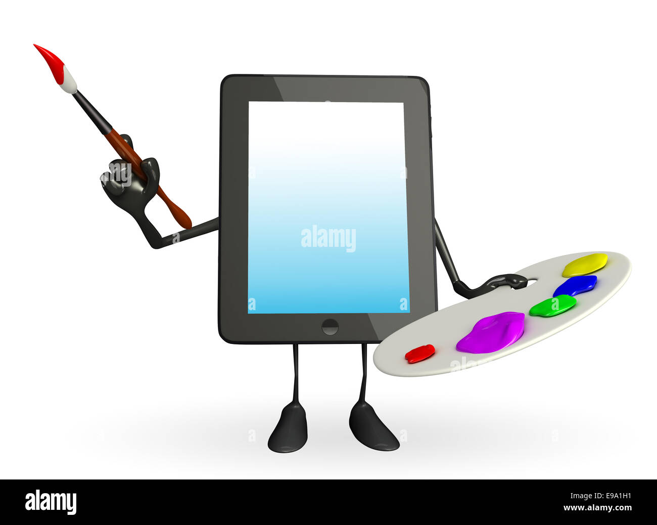 Cartoon character of tab with color plate Stock Photo - Alamy