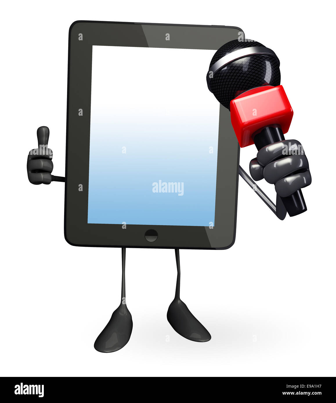 Cartoon character of tab with mike Stock Photo - Alamy