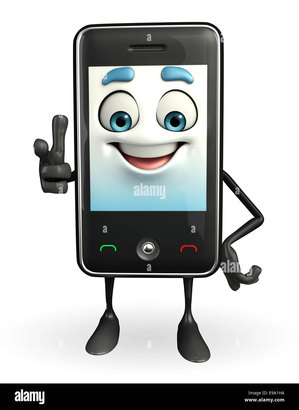 Cartoon Character of Mobile is pointing Stock Photo - Alamy