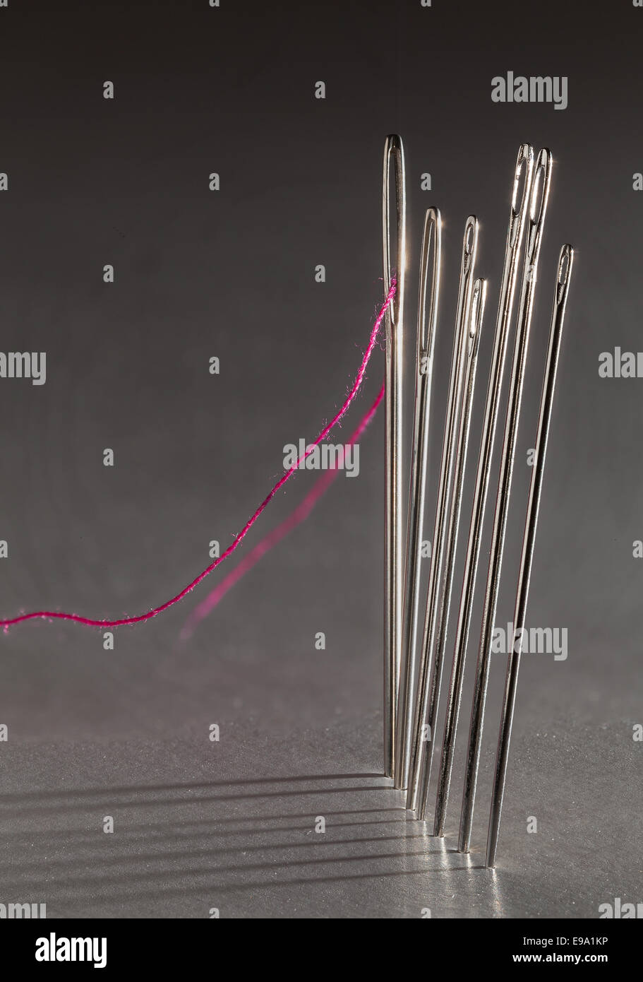 Row of embroidery sewing needles Stock Photo - Alamy