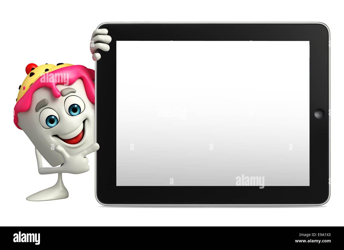 Cartoon Character of Ice Cream with tab Stock Photo - Alamy