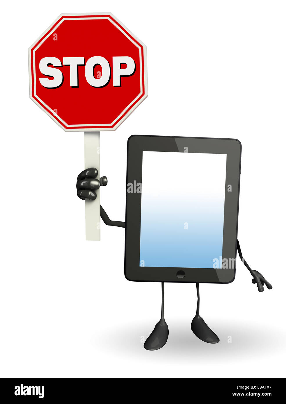 Cartoon character of tab with stop sign Stock Photo - Alamy