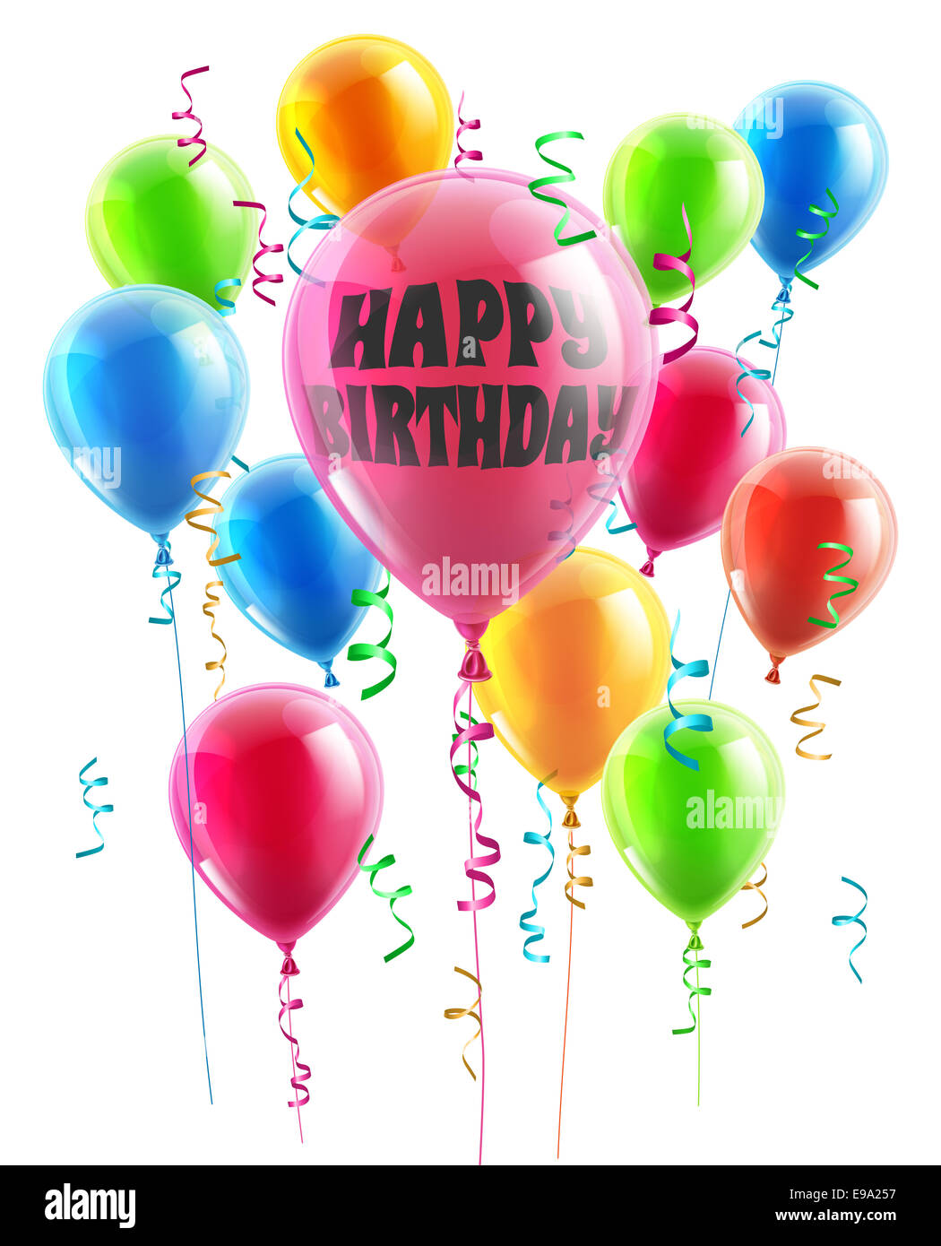 Birthday balloons illustration of a group of party balloons one with ...