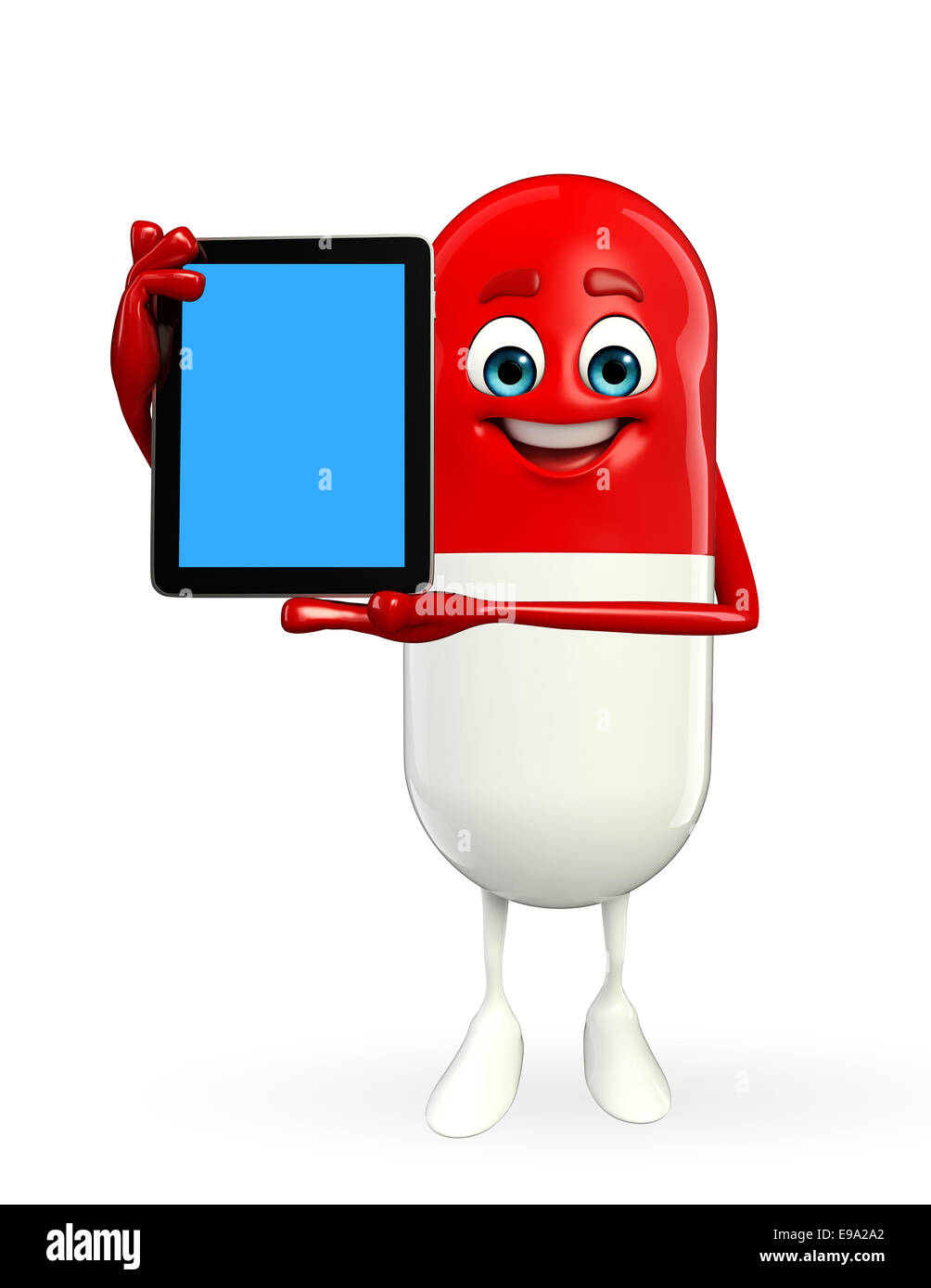 Cartoon character of pill with tab Stock Photo - Alamy