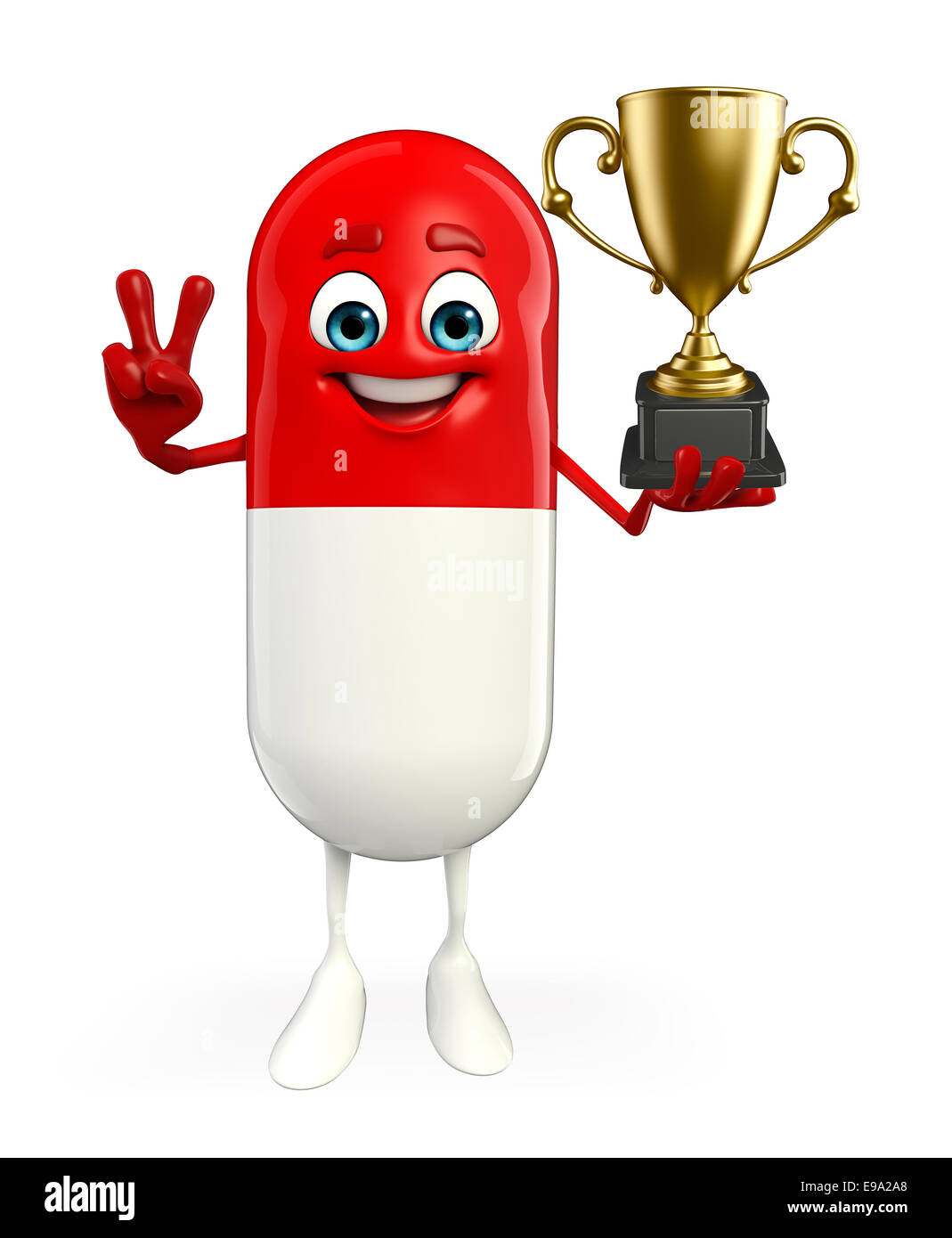 Cartoon character of pill with trophy Stock Photo - Alamy