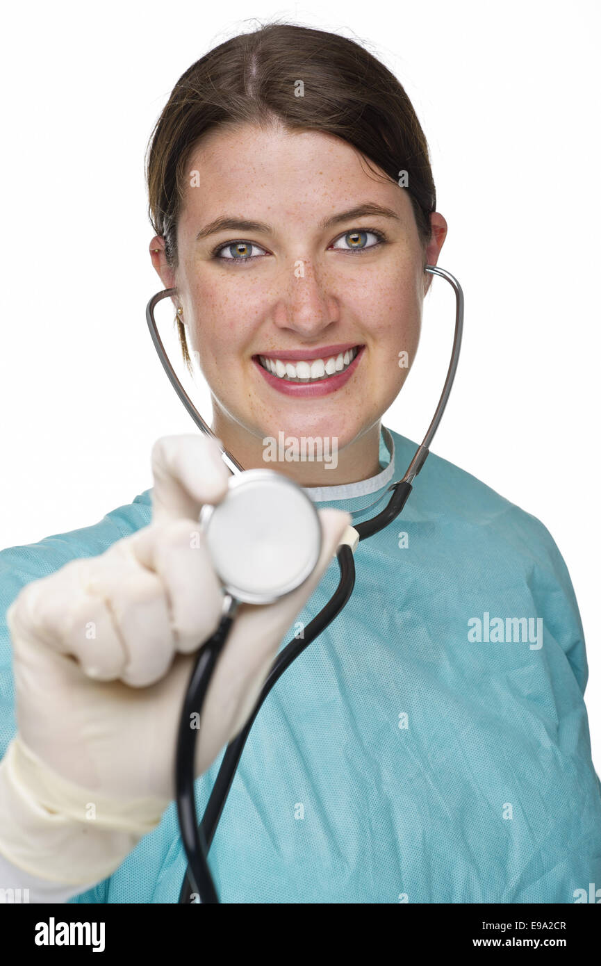 Female doctor with stethoscope Stock Photo - Alamy