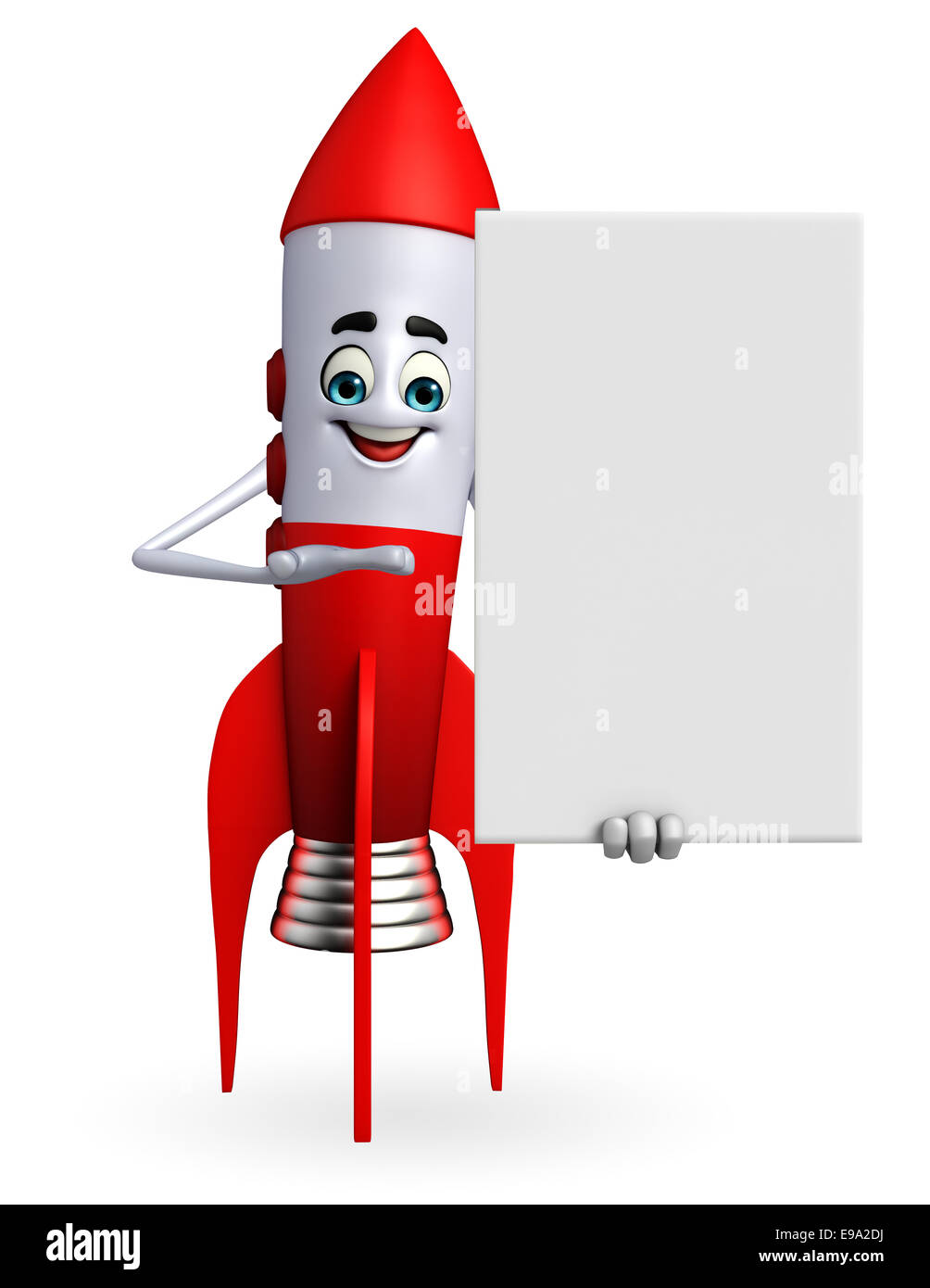 Cartoon character of rocket with sign Stock Photo - Alamy