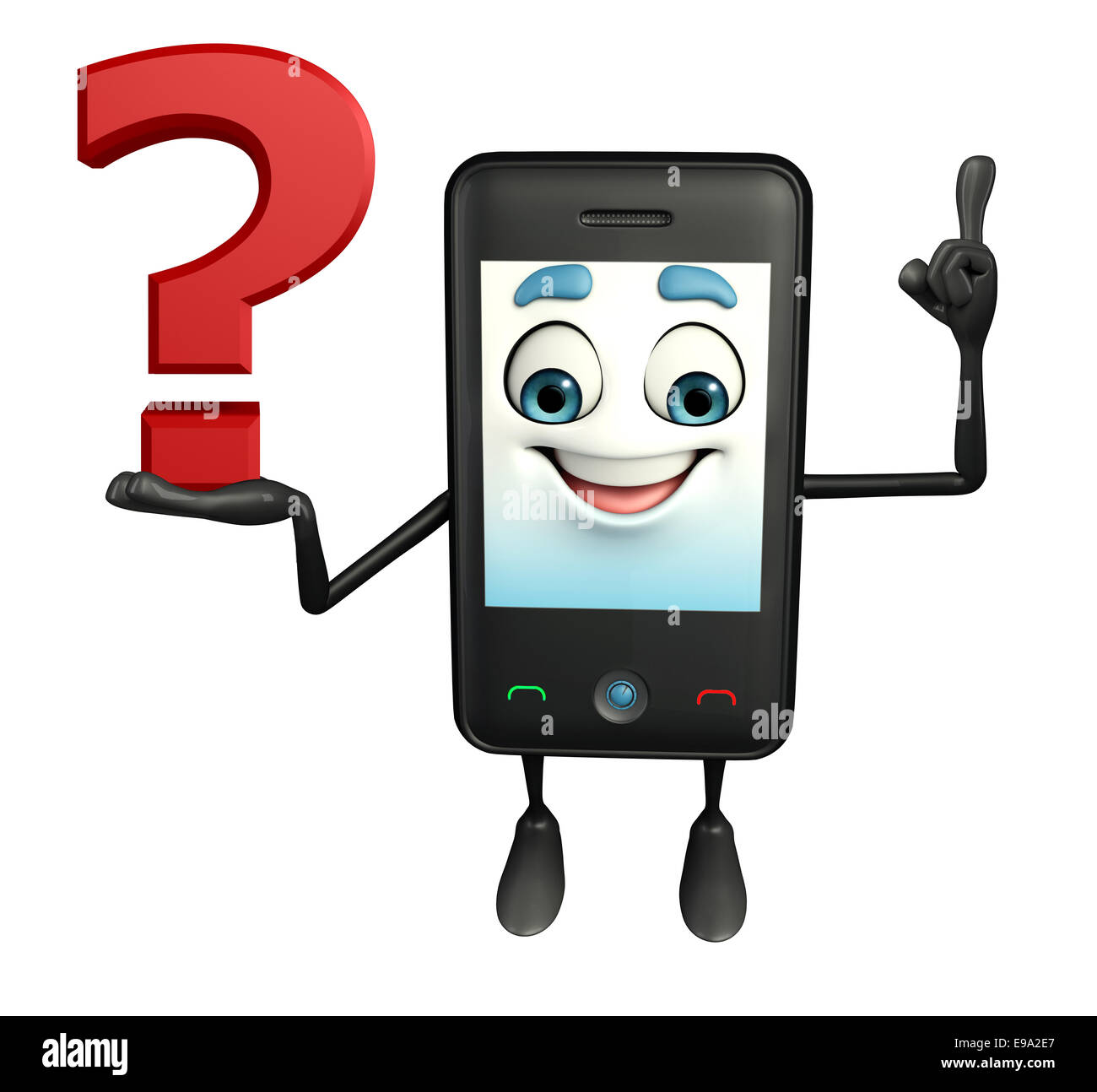 Cartoon Character of Mobile with question mark Stock Photo - Alamy
