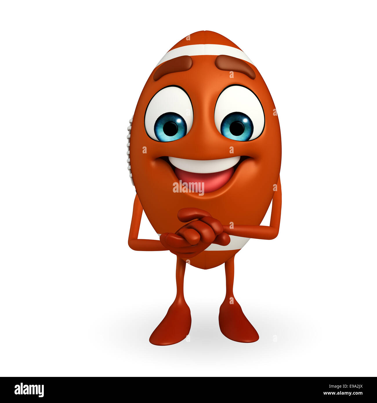 Cartoon Character of rugby ball with happy pose Stock Photo - Alamy
