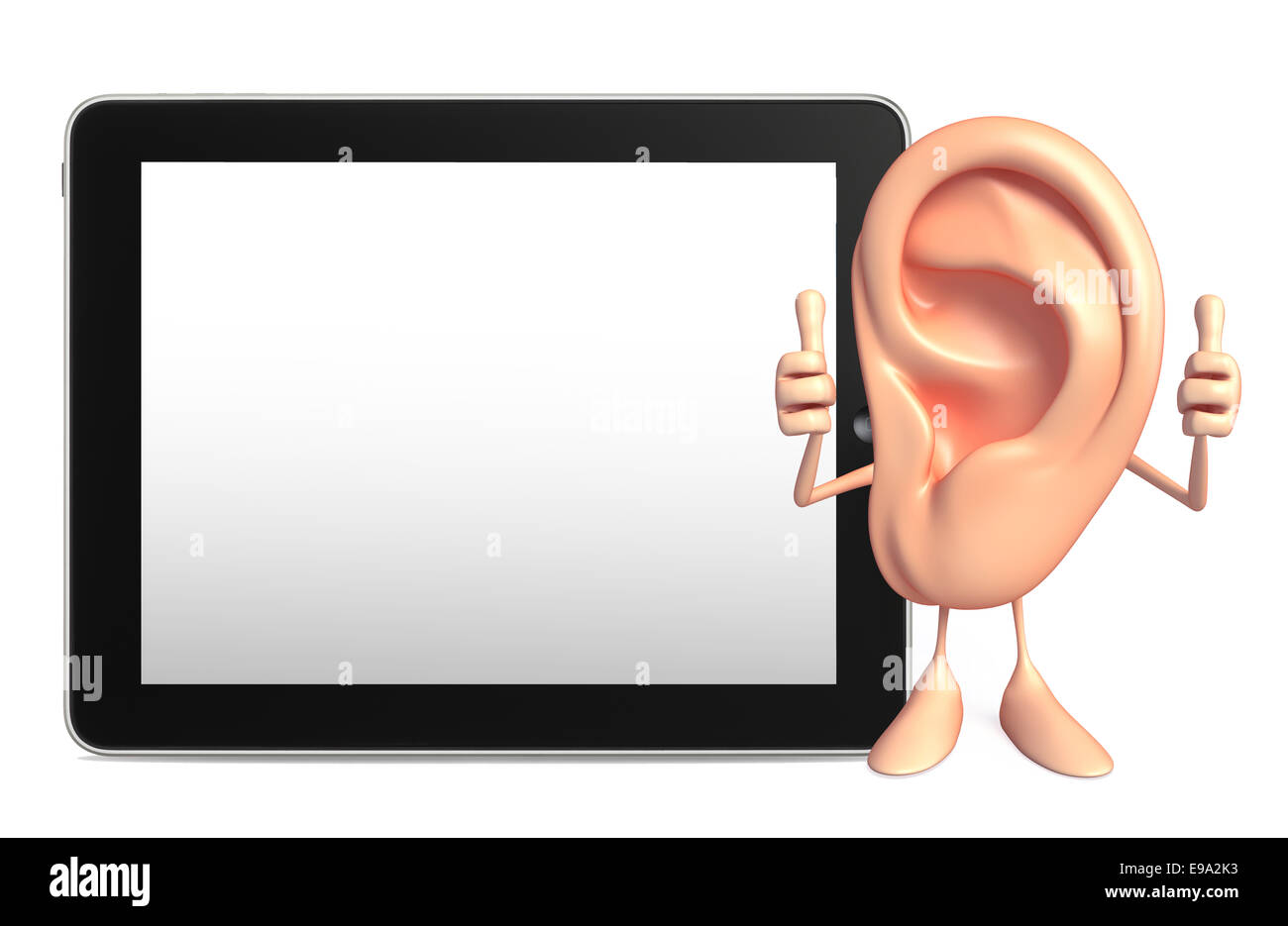 Cartoon Character of ear with tab Stock Photo - Alamy