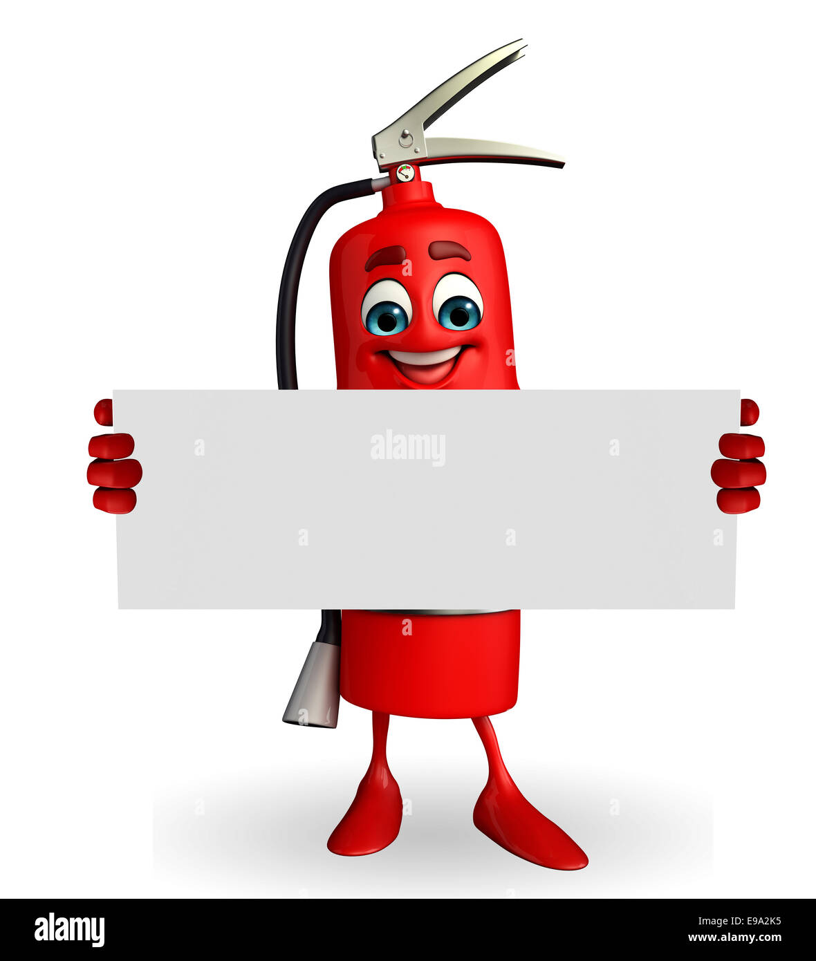 Cartoon Character of fire extinguisher with sign Stock Photo - Alamy