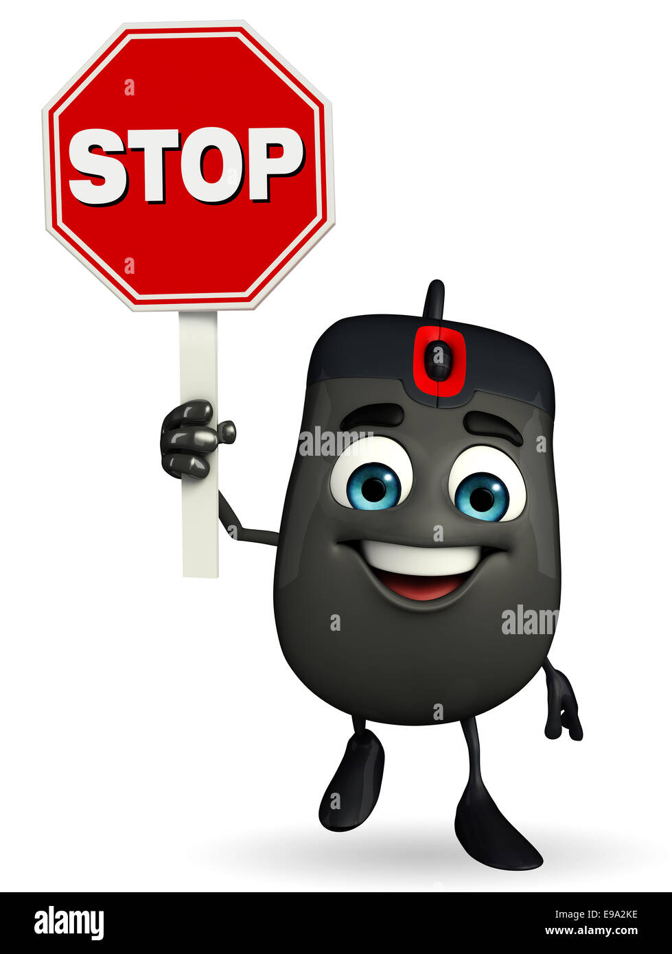Cartoon Character of Computer Mouse with stop sign Stock Photo - Alamy