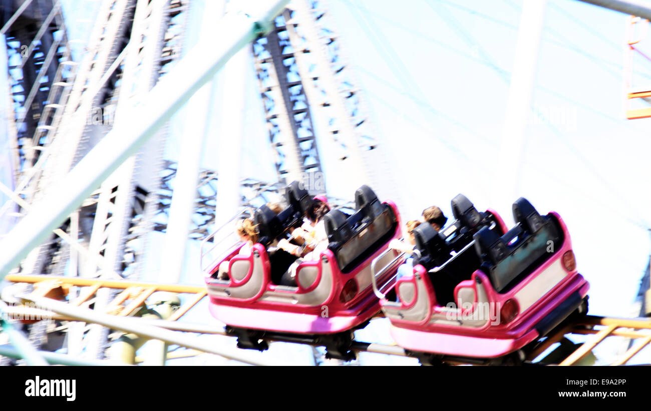 rollercoaster in motion Stock Photo - Alamy