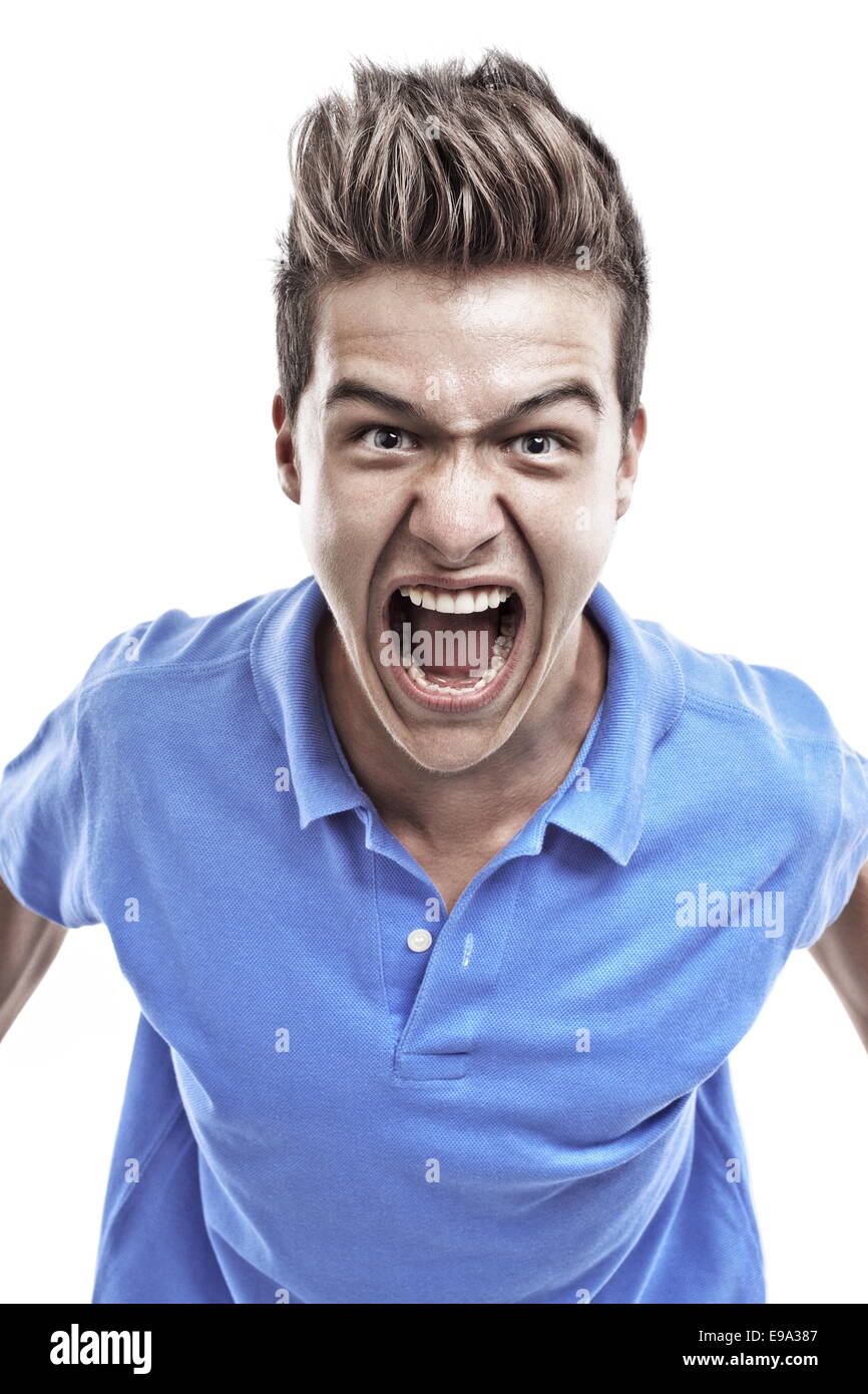 Young man screaming Stock Photo - Alamy