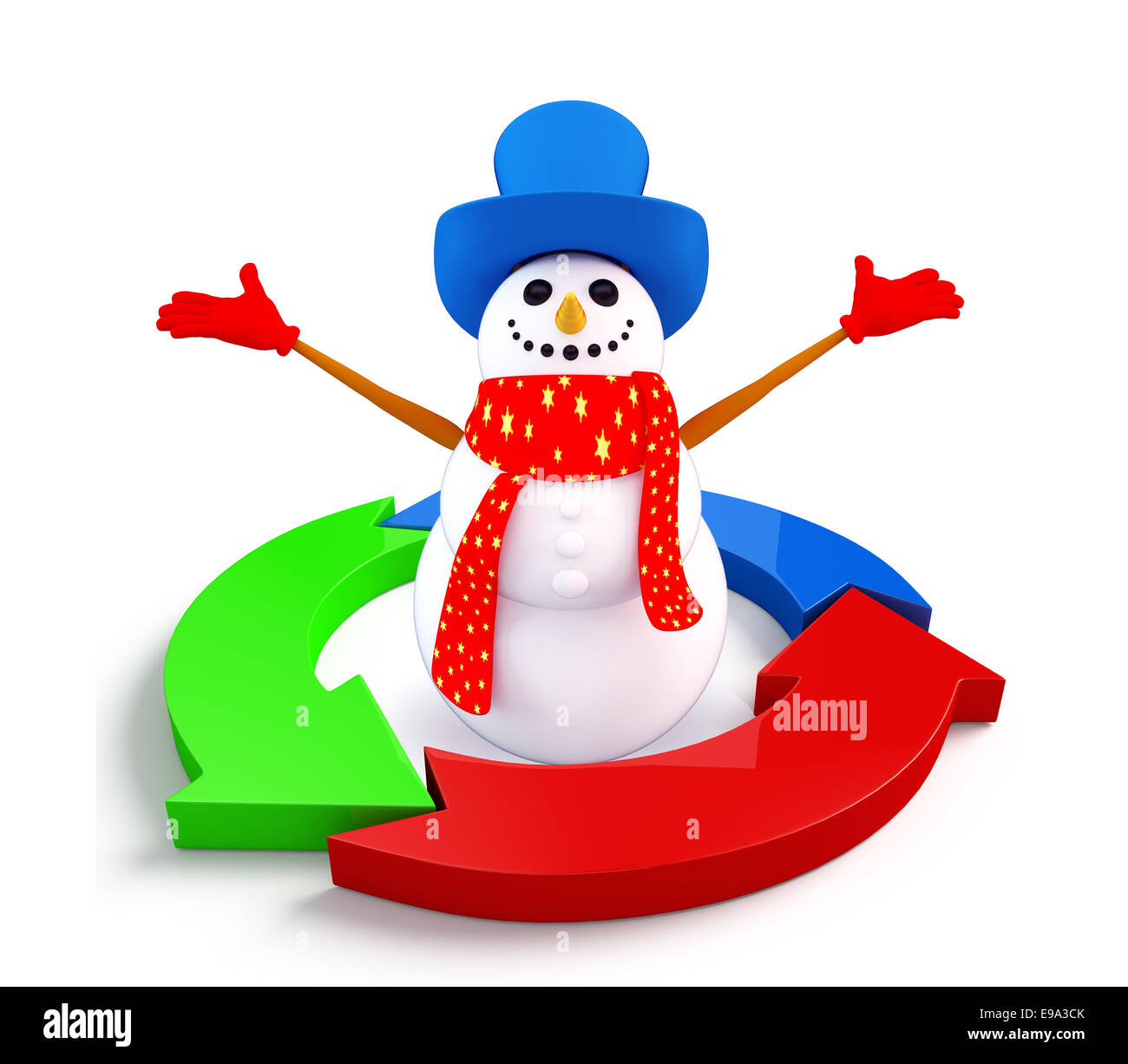 Illustration of snowman character with graph diagram Stock Photo - Alamy