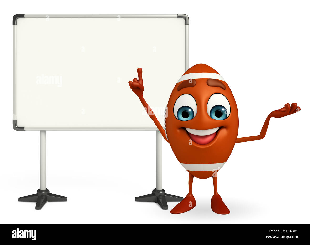 Cartoon Character of rugby ball with display board Stock Photo - Alamy
