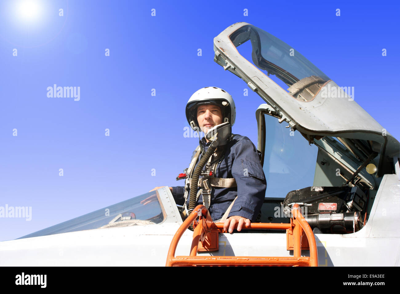 The military pilot in the plane Stock Photo - Alamy