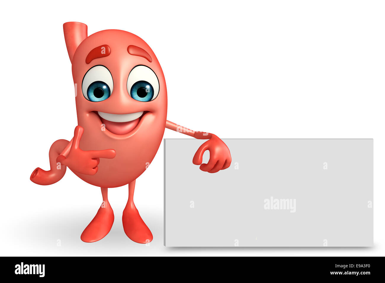 Cartoon Character of stomach with sign Stock Photo - Alamy