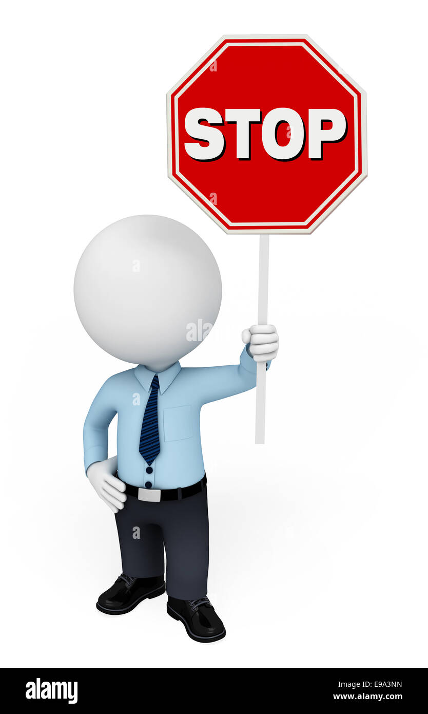 Illustration of service man with stop sign Stock Photo - Alamy