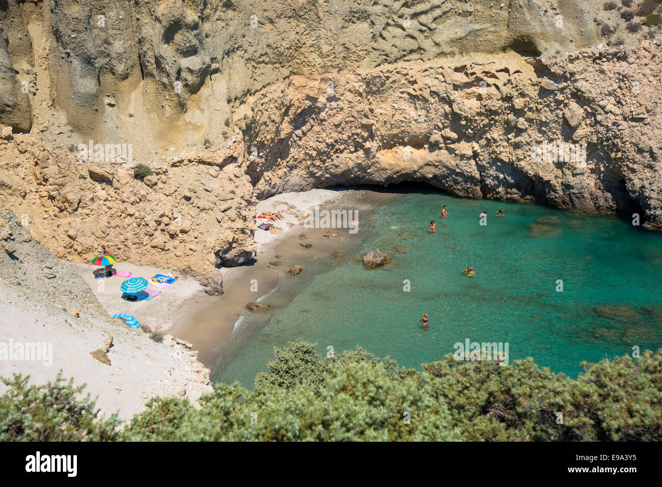 the beautiful bay and beach of tsigrado at milos island greece Stock ...