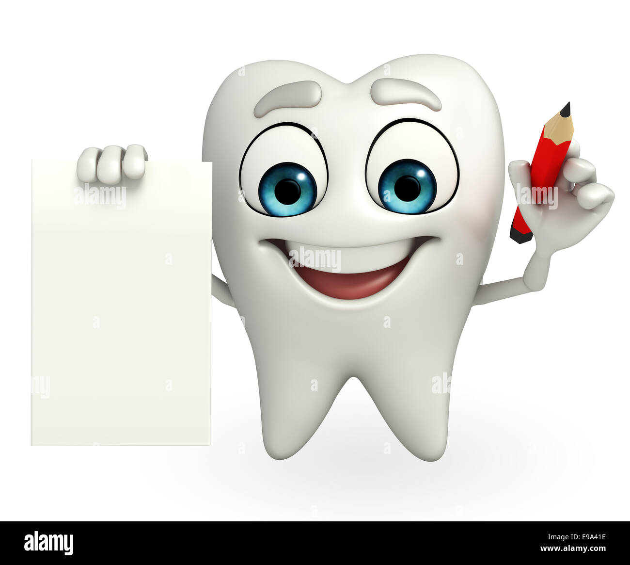 Cartoon character of teeth with pen Stock Photo - Alamy