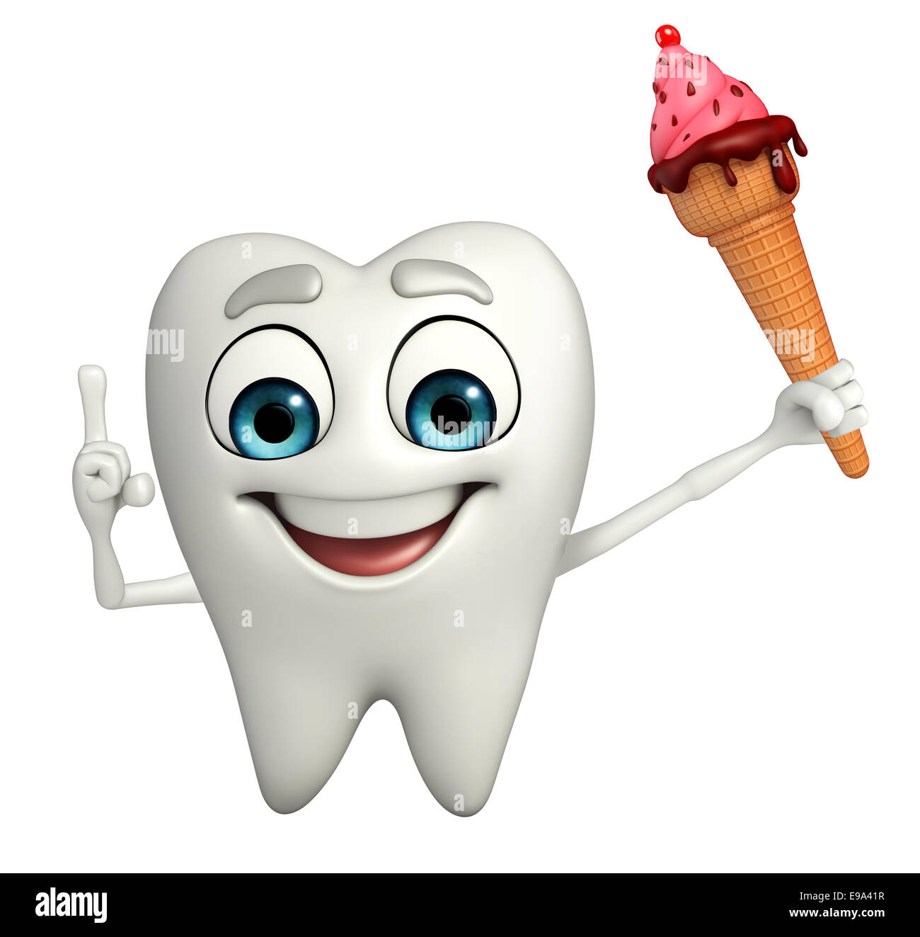 Cartoon character of teeth with Icecream Stock Photo - Alamy