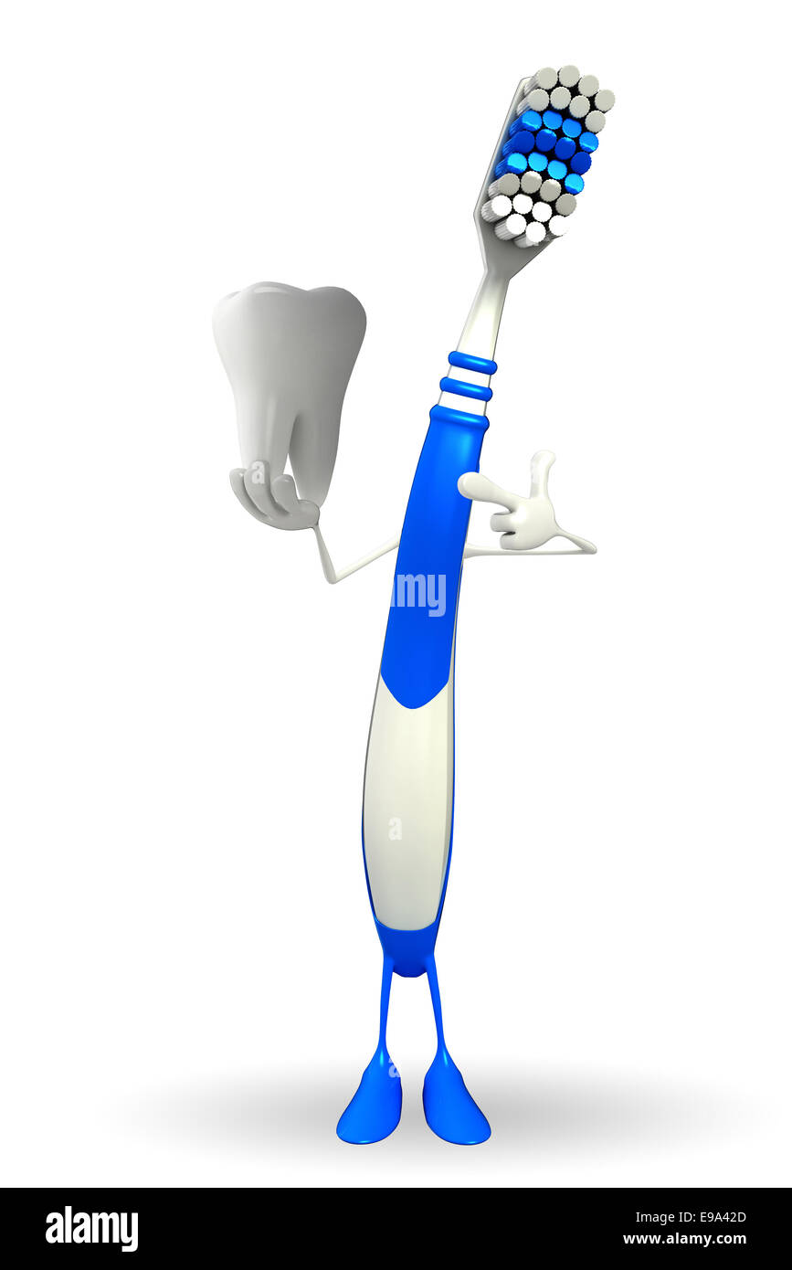 Cartoon Character of toothbrush is presenting Stock Photo - Alamy