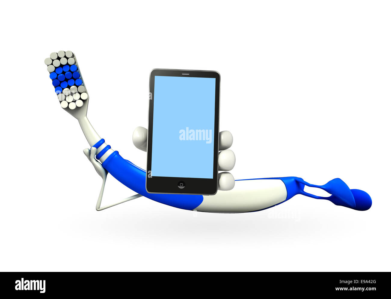 Cartoon Character of toothbrush with mobile Stock Photo - Alamy