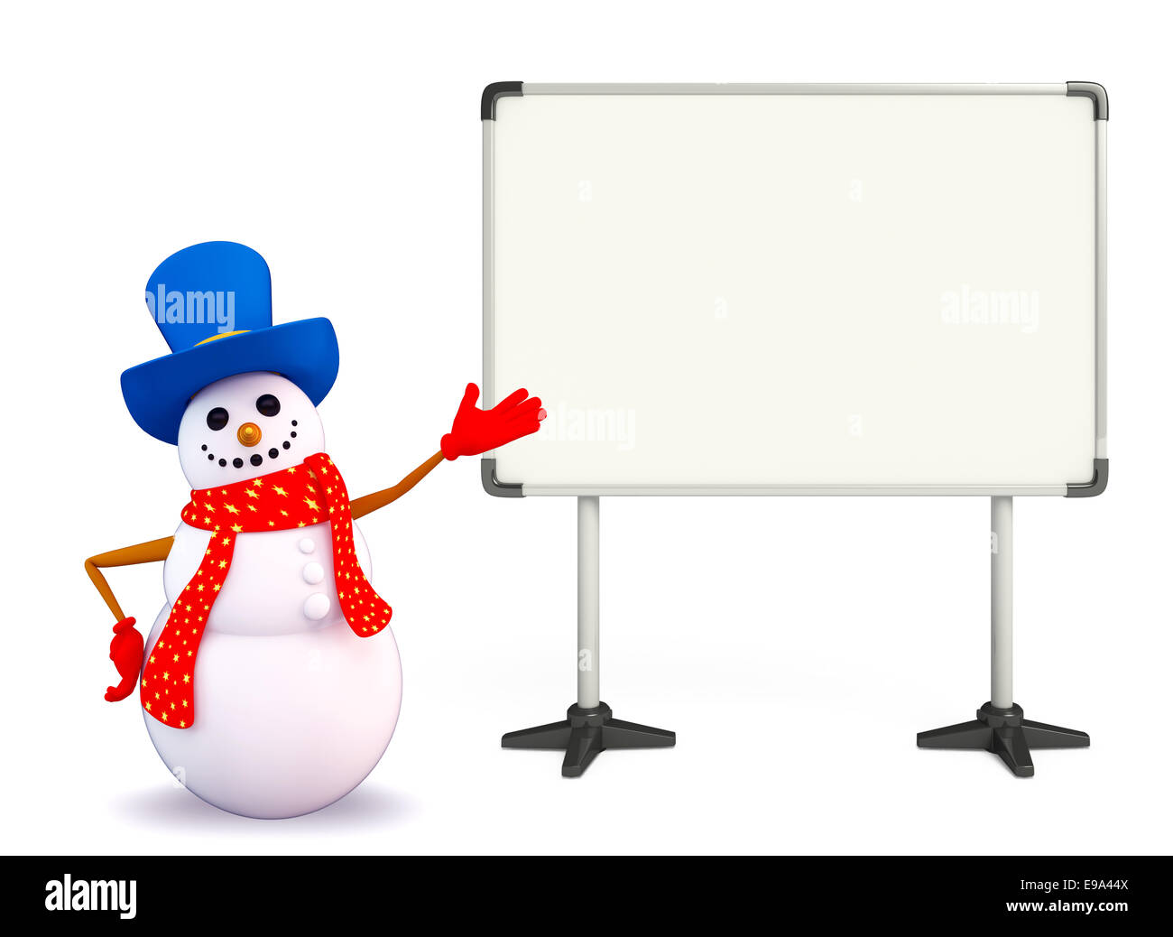 Illustration of snowman character with display board Stock Photo - Alamy
