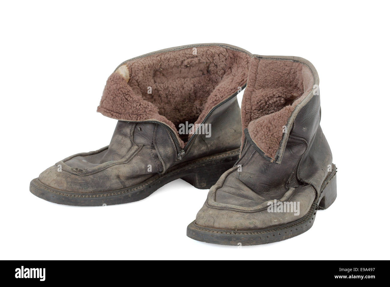 Old fashioned work boots hi-res stock photography and images - Alamy