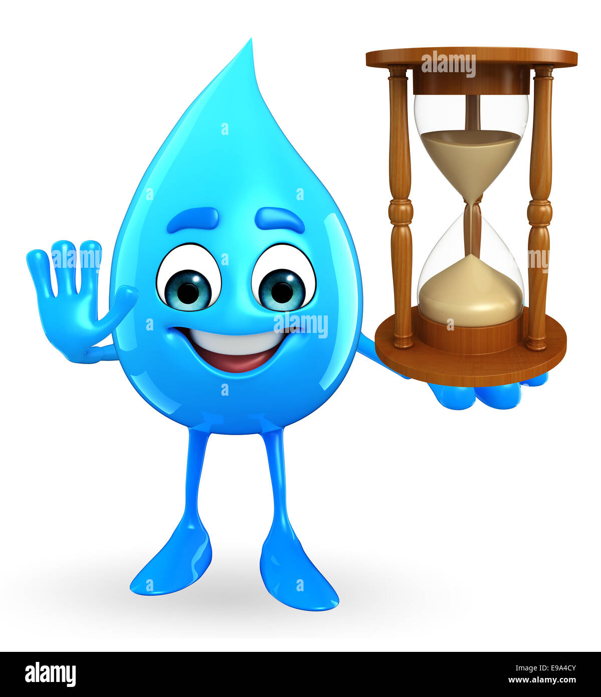 Cartoon Character Of Water Drop with sand clock Stock Photo - Alamy