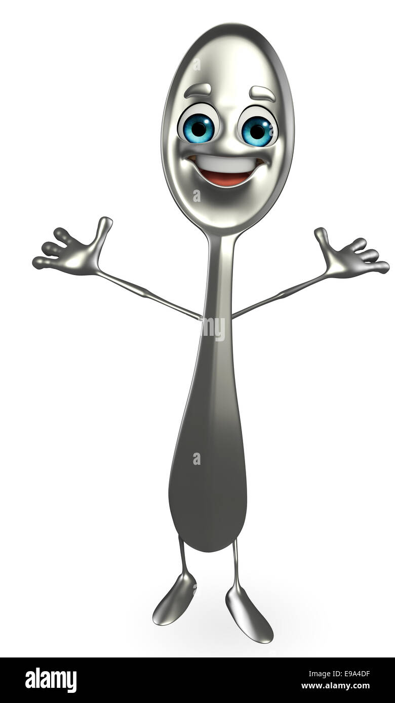 Cartoon character of spoon is happy Stock Photo - Alamy